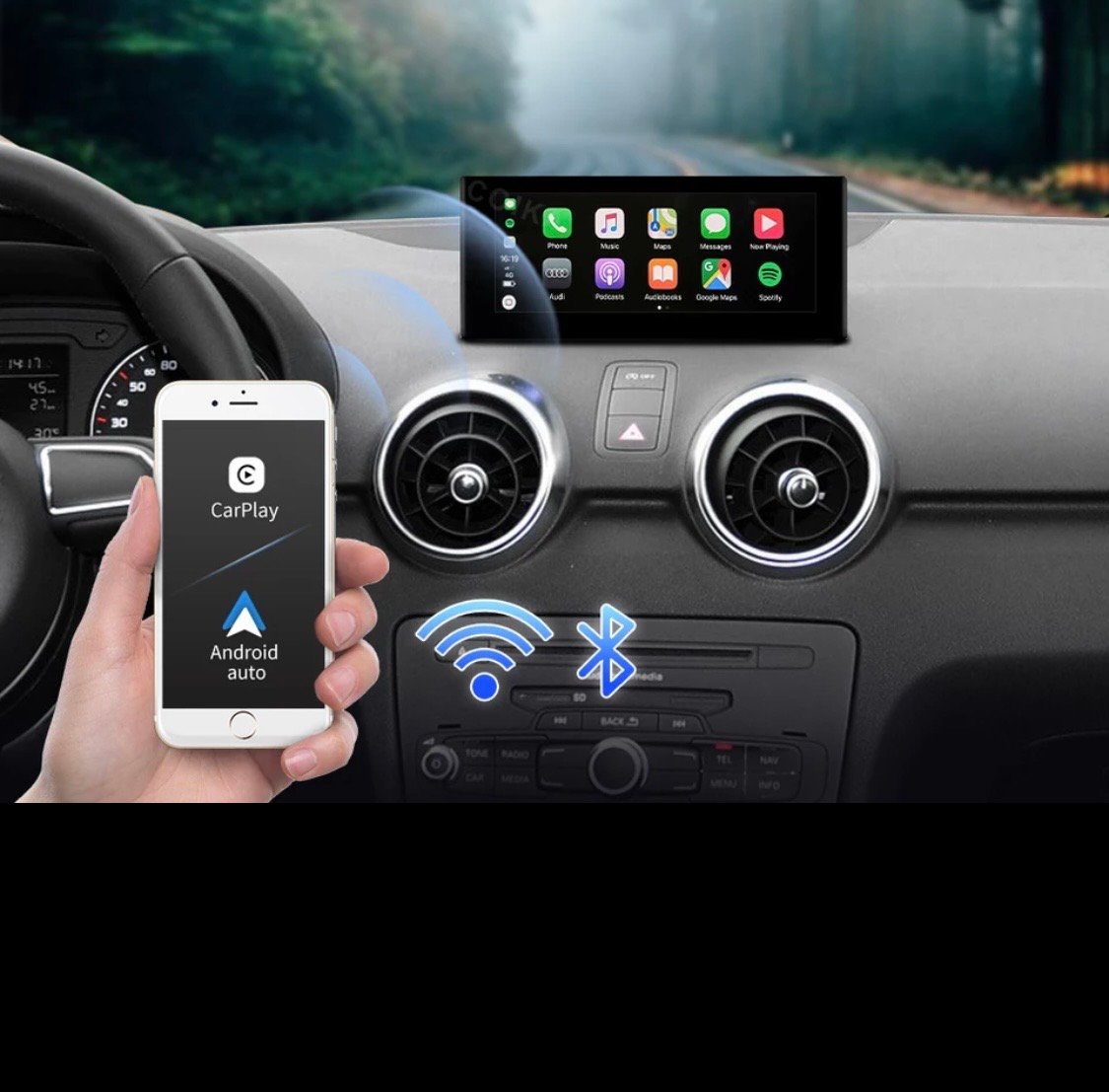 Audi A1 Q2 Apple Carplay & Android Auto Car Stereo Headunit Bluetooth ...
