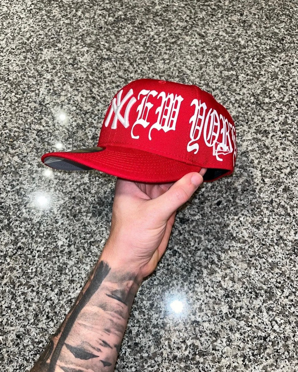 RED NY YANKEES CUSTOM FITTED CAP PT.2p | WORLDWIDE RANK LLC