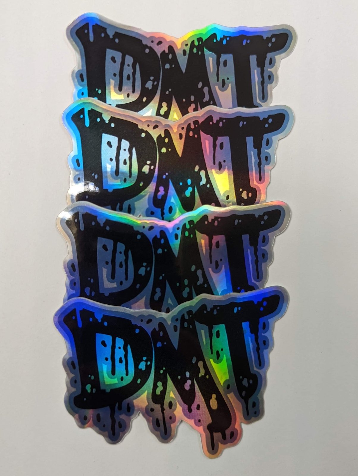 DMT Black & Blue Holographic Logo Sticker | Dark Matter Theory