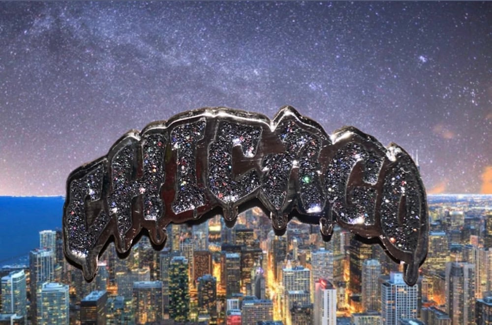 Chicago Script Pin (Galaxy) | Magikman Pins