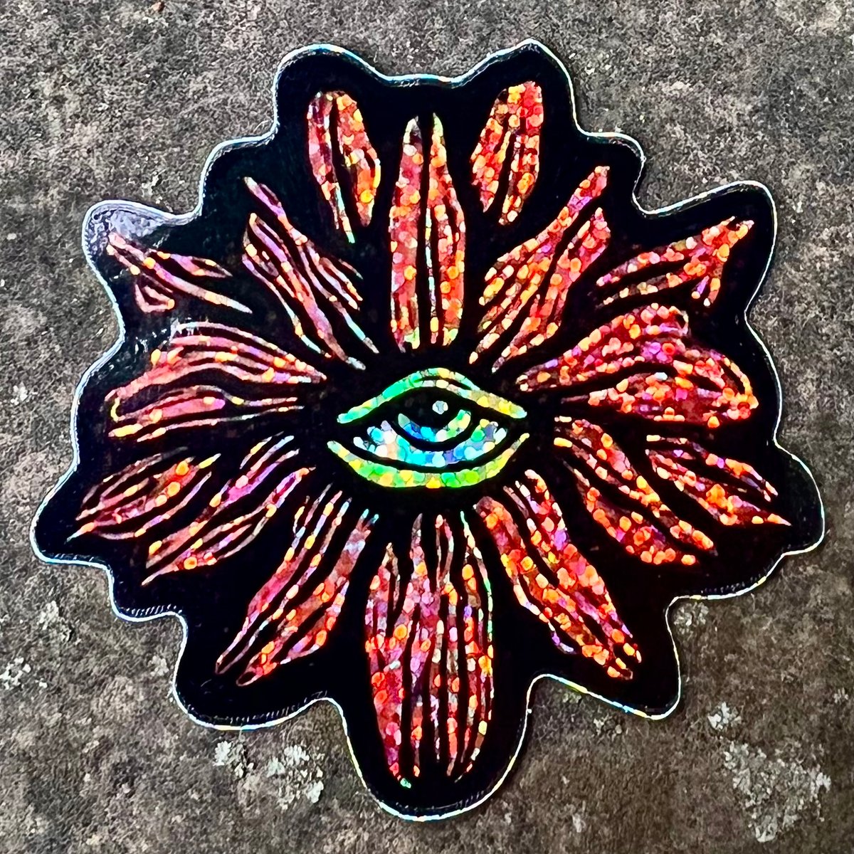 Red Daisy glitter sticker | Party Time Design