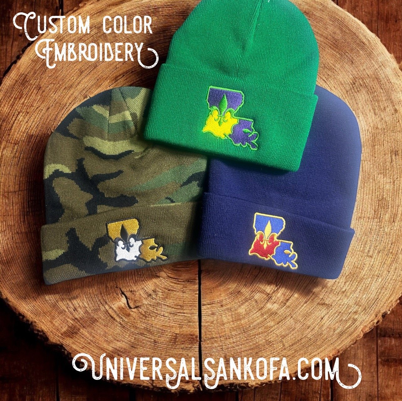Louisiana Fleur De Lis Beanie / Custom Colors | Universal Sankofa