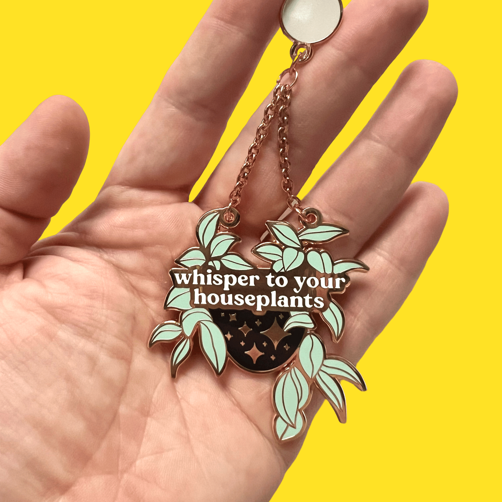 “Whisper To Your Houseplants” Dangle Enamel Pin | Millypins