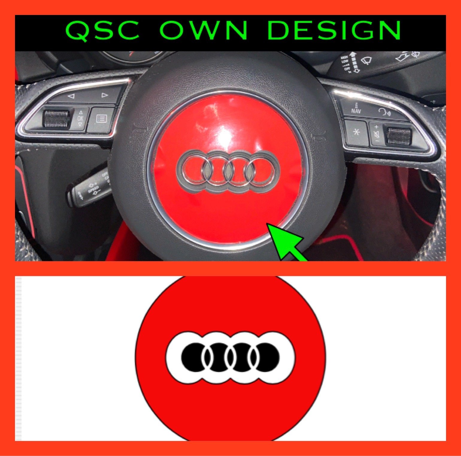 X1 Audi A1 Centre Steering Wheel Overlay Sticker | QsCustom