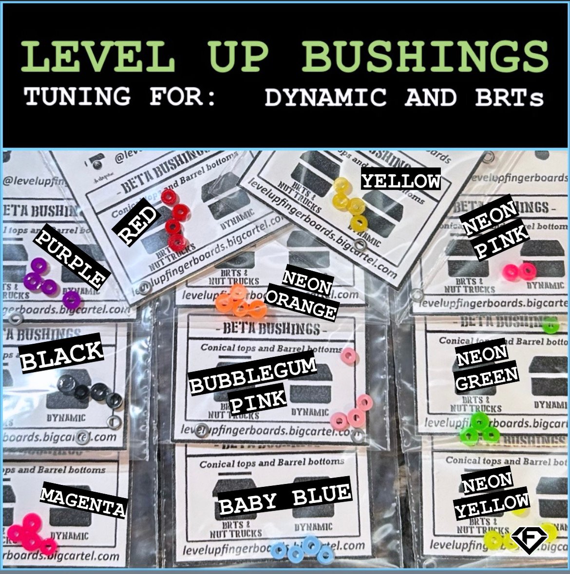 LEVEL UP BUSHINGS: FOR DYNAMIC AND BRT TRUCKS (14 COLORS) | FAYMUS DECKS