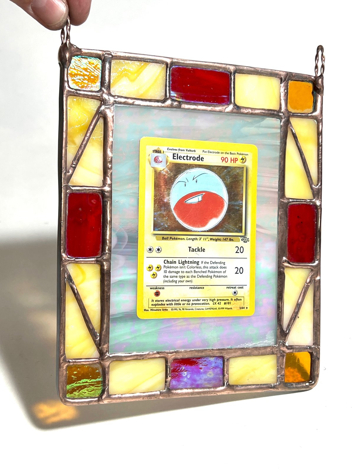 Electrode (holographic) 1999. Stained glass pokemon card panel ...