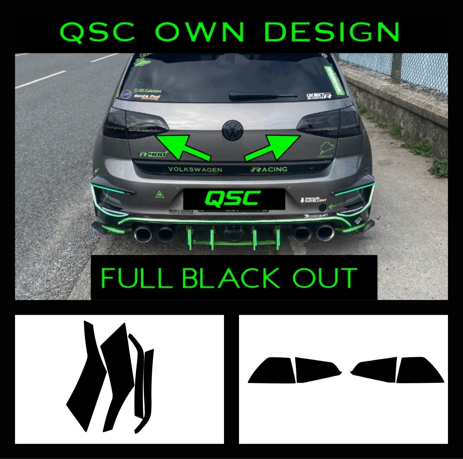 Vw Golf Mk7 Led Rear Light Pre Cut Tint/ Black Out Stickers | QsCustom