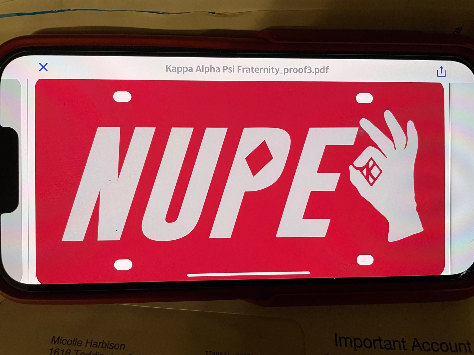 Mirrored & RED NUPE WITH YO LICENSE PLATE | Tau Nupes Greek Shop