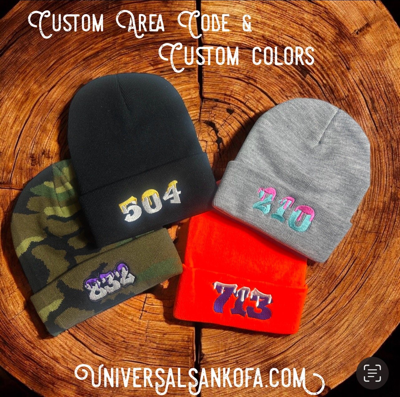 Custom Area Code Beanie / Custom Colors | Universal Sankofa