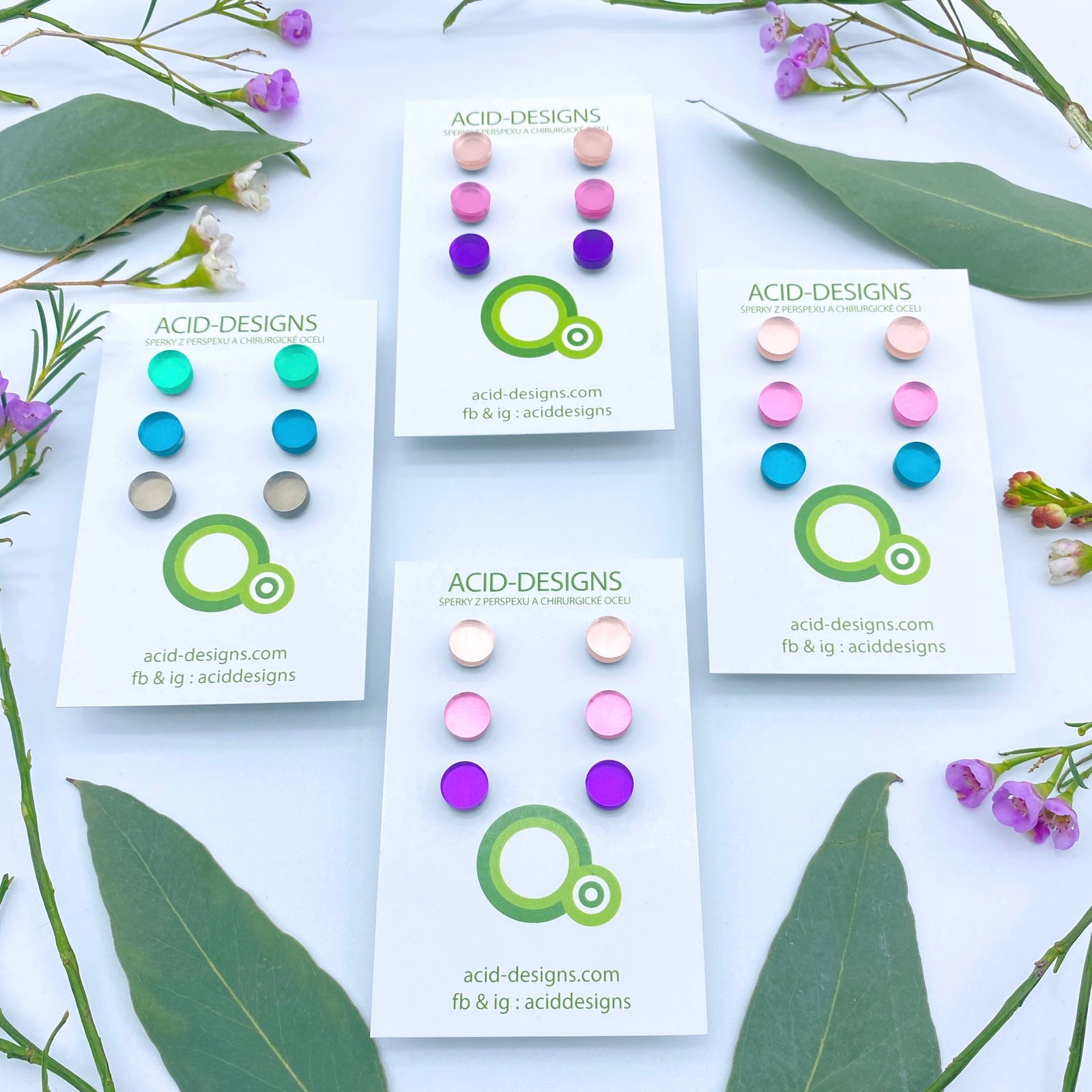 Set 3 párů Circle mini color mirror mat / aciddesigns