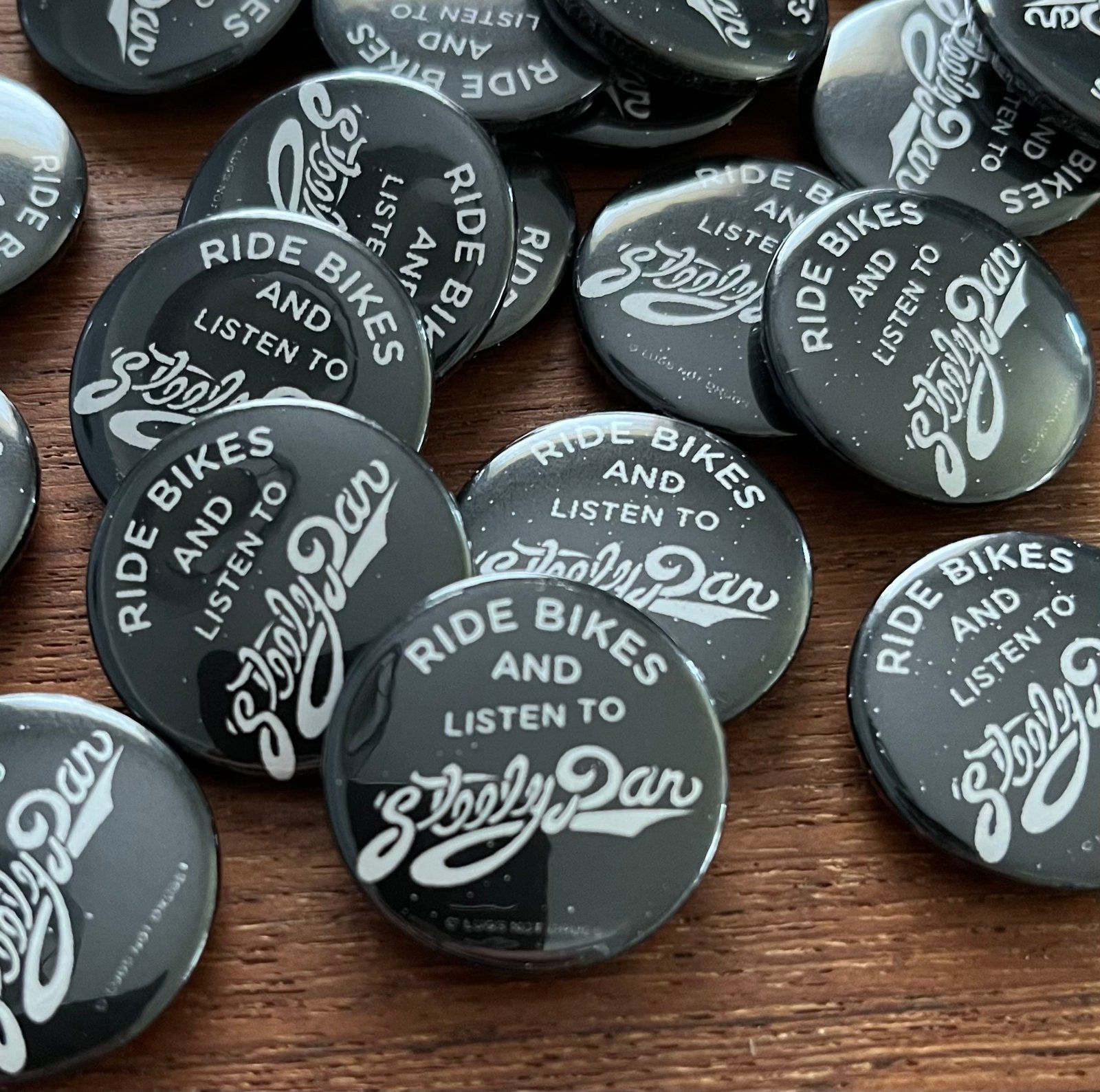 Ride Bikes and Listen to Steely Dan 1” button pin | Lugs Not Drugs