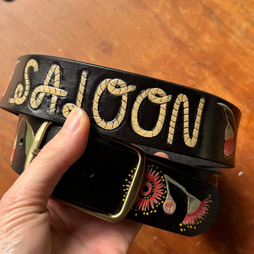 CUSTOM DYED AND PAINTED ROPE LETTERING BELT | Jenuine Leather