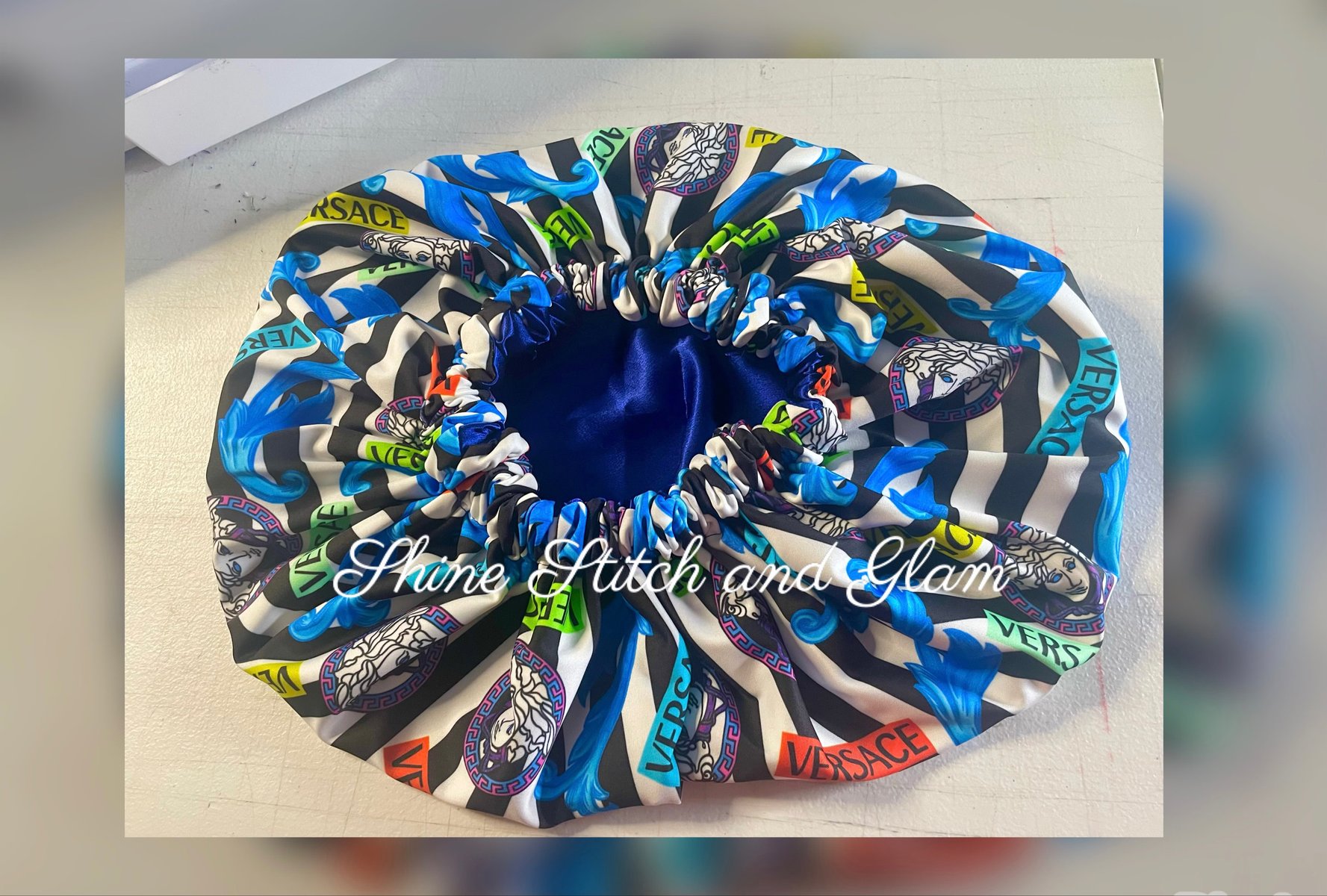 Versace Satin lined Bonnet or Durag | Shine Stitch and Glam