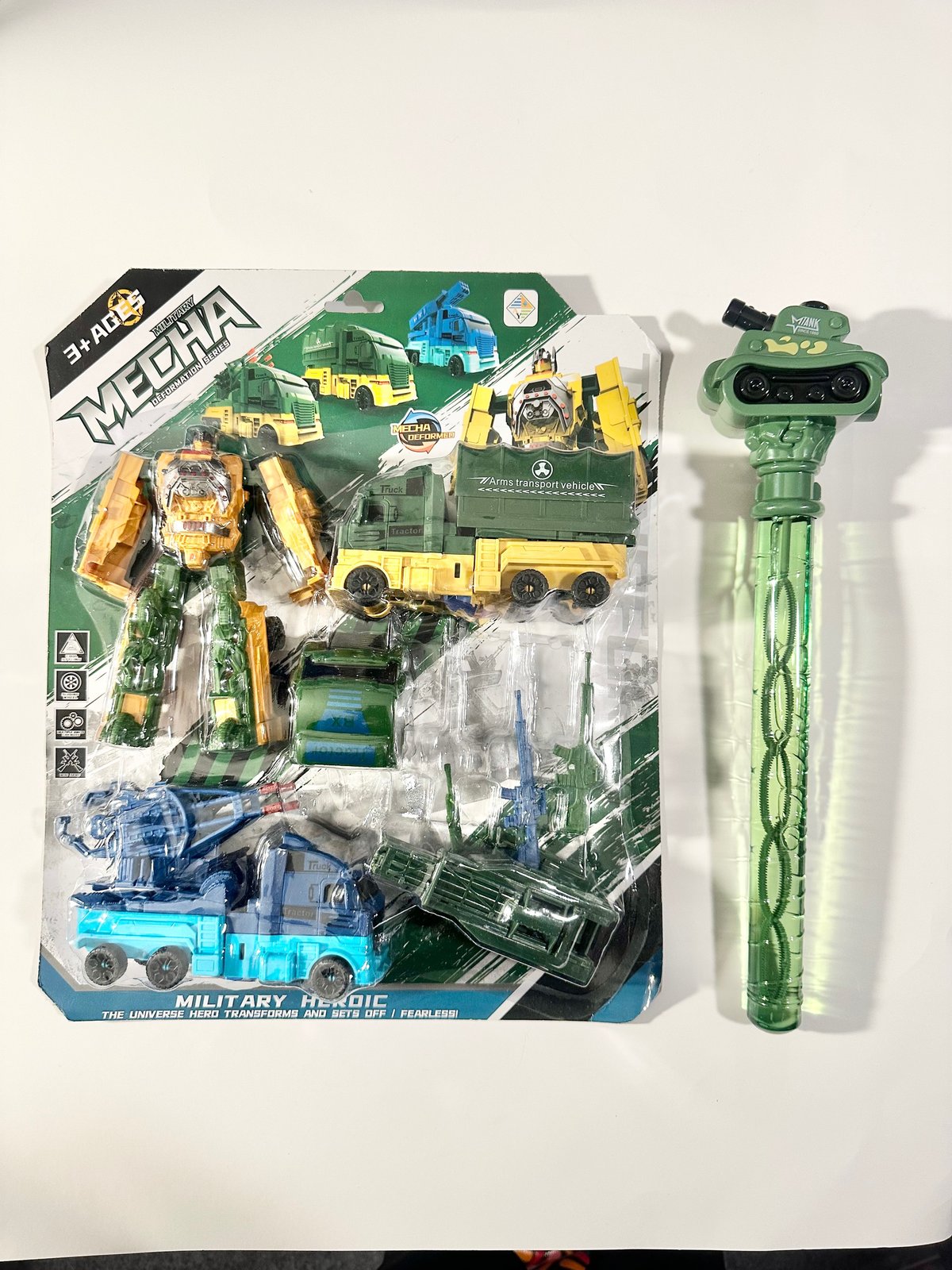 Mecha Army Figurines Toy Set, Tank Bubbles, LED Fidget grenade | Pink Pzazz