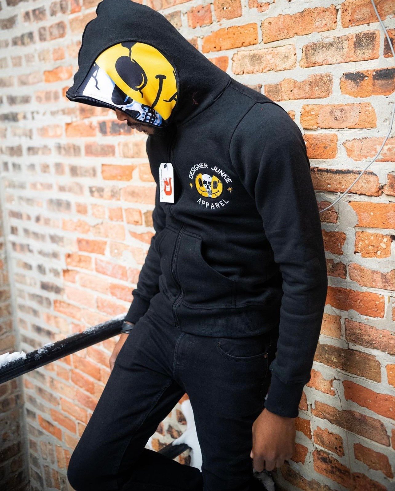 DJA Smiley Skeleton Full Zip Up | Designer Junkie Apparel