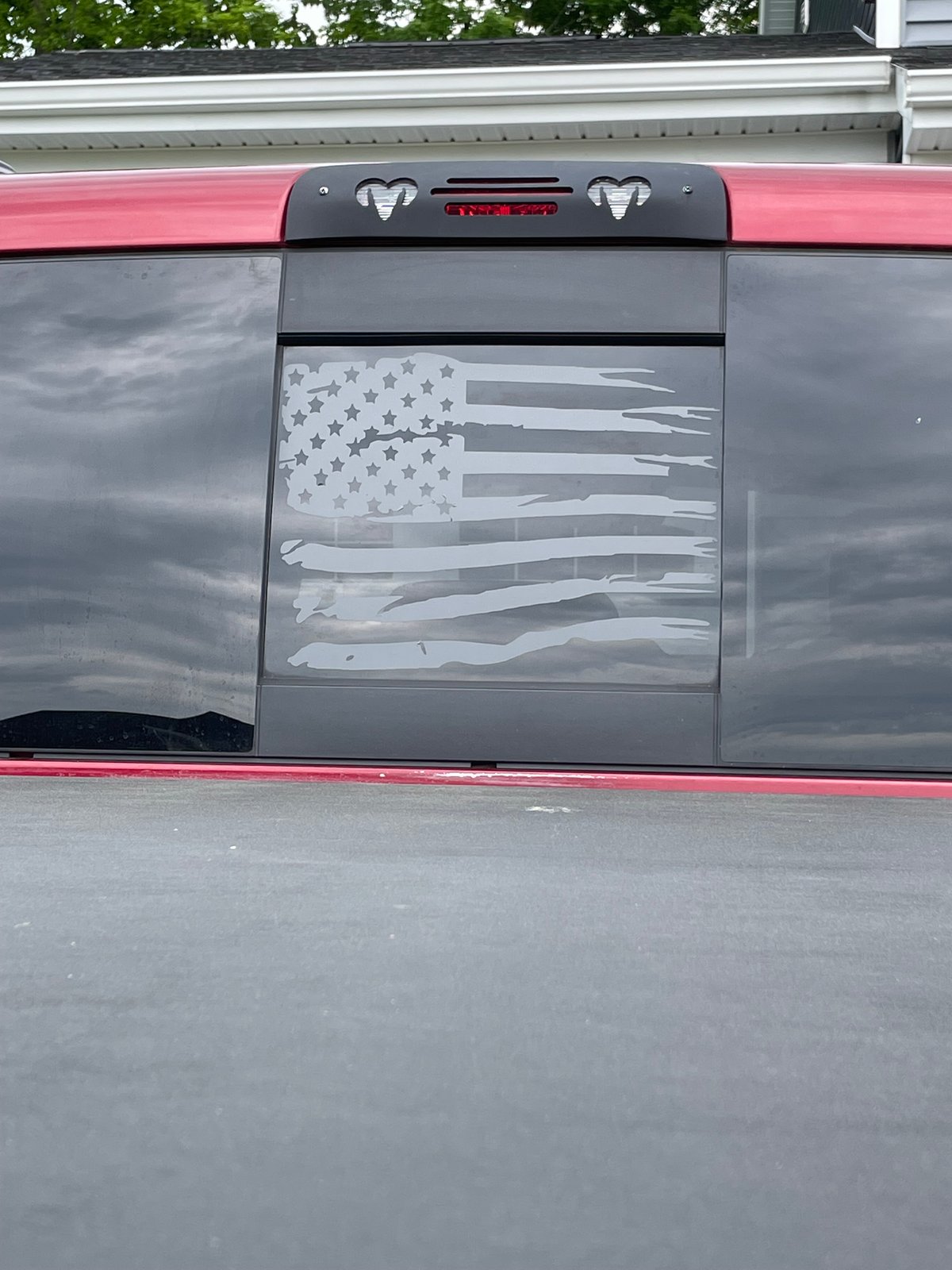 Sliding Window Distressed American Flag Decal 2009-2024 RAM | Blacked ...