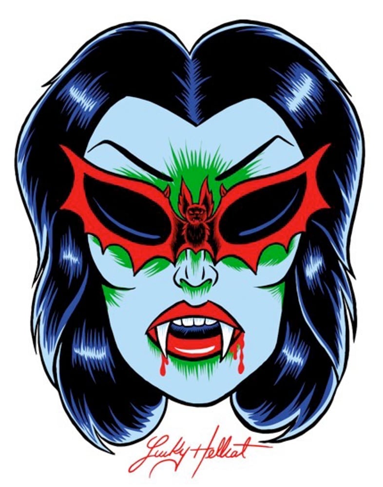 Vintage Vamp Mask 8x10 Signed Print | Lucky Hellcat