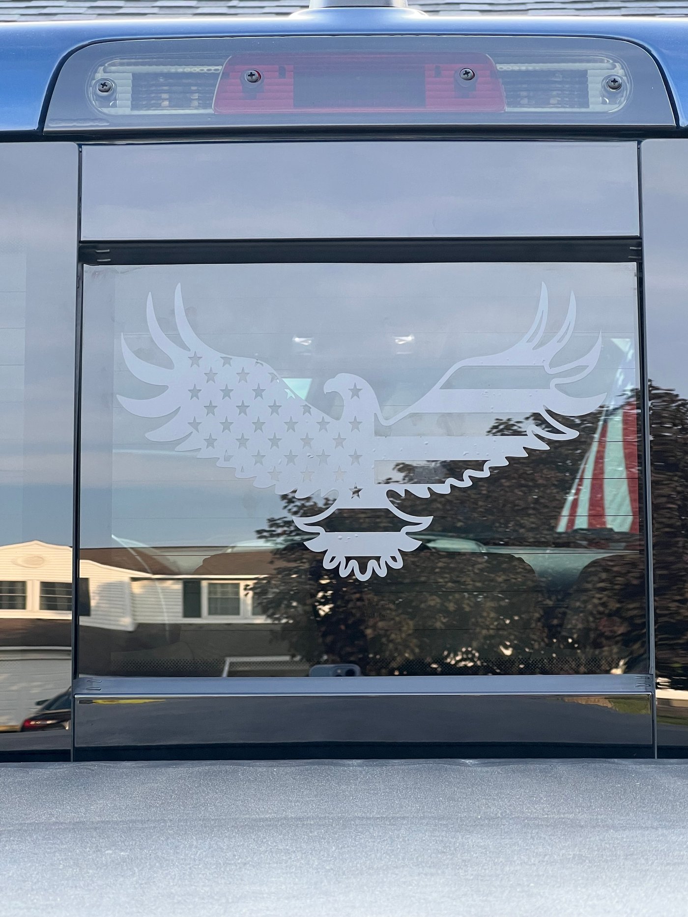2019+ Ram Sliding Window Eagle American Flag | The Overlay Guy