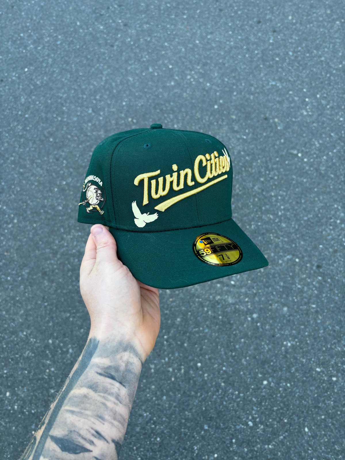FOREST GREEN GOLD MINNESOTA TWINS CUSTOM FITTED CAP | WORLDWIDE RANK LLC
