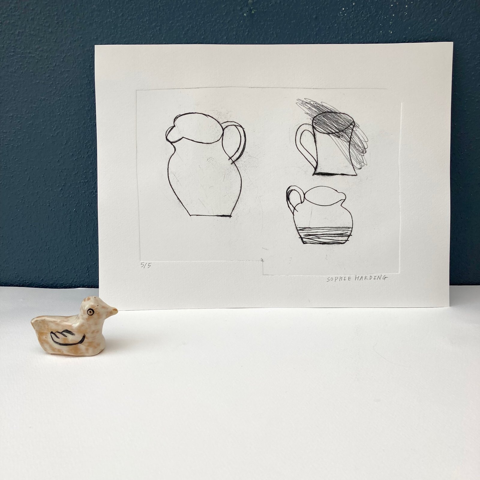 Sophie Harding Shop — Two Jugs and a Cup drypoint etching