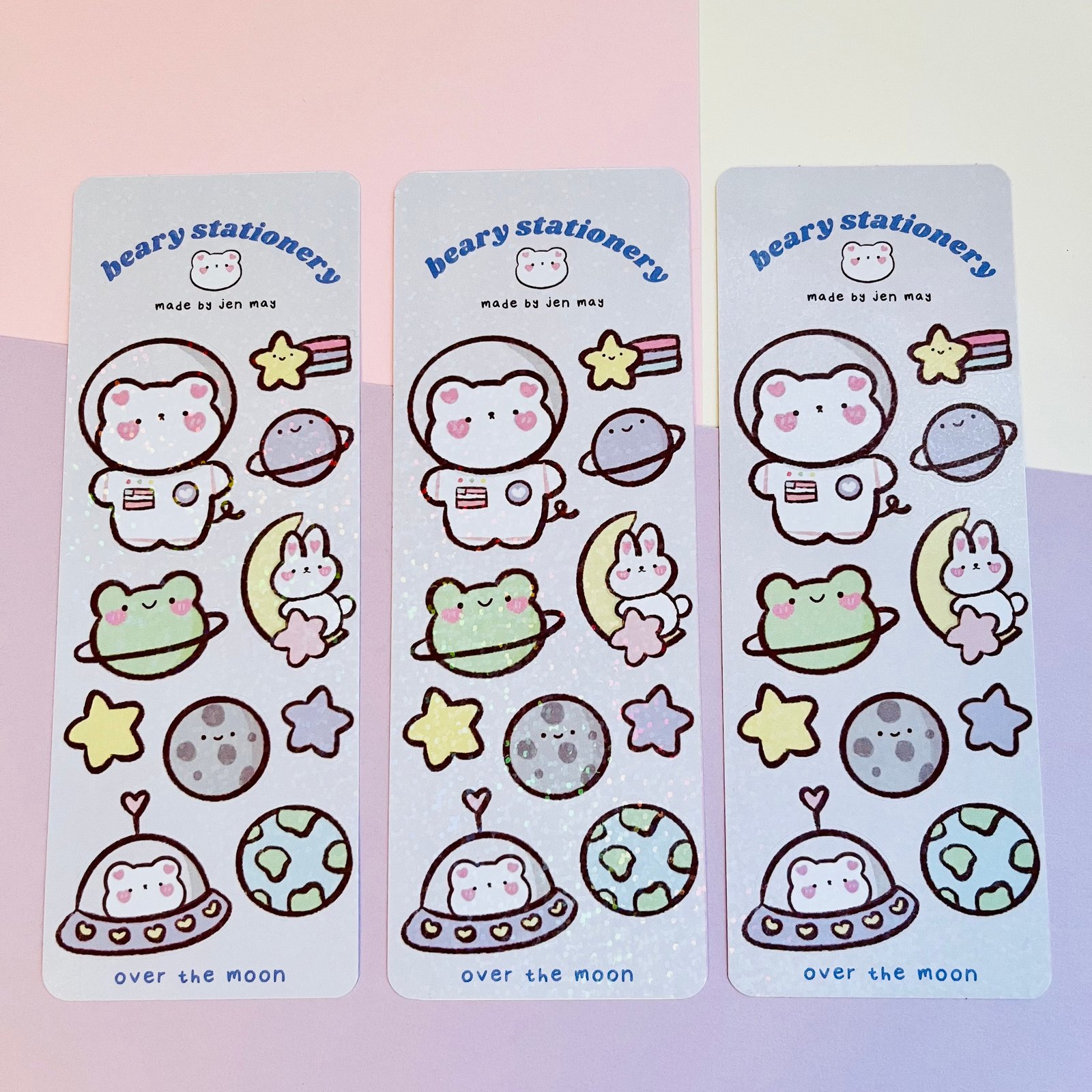 Over the Moon Holographic Vinyl Sticker Sheet | Beary Stationery