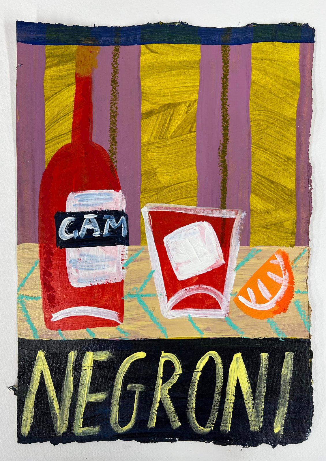 Negroni on ochre & purple stripes | Frankie Thorp