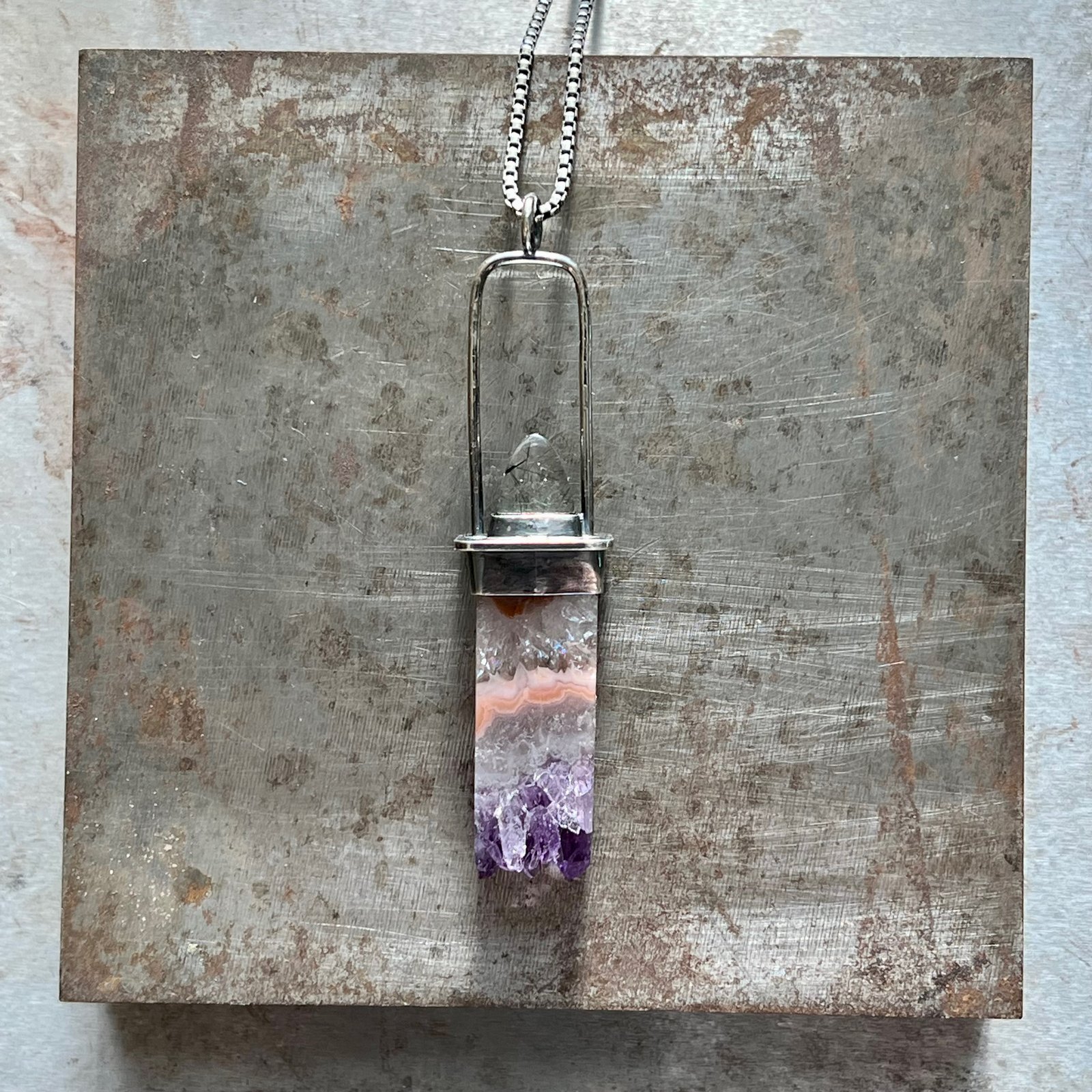 Kosmicki Studio — Amethyst Slice & Green Tourmalated Quartz Talisman ...