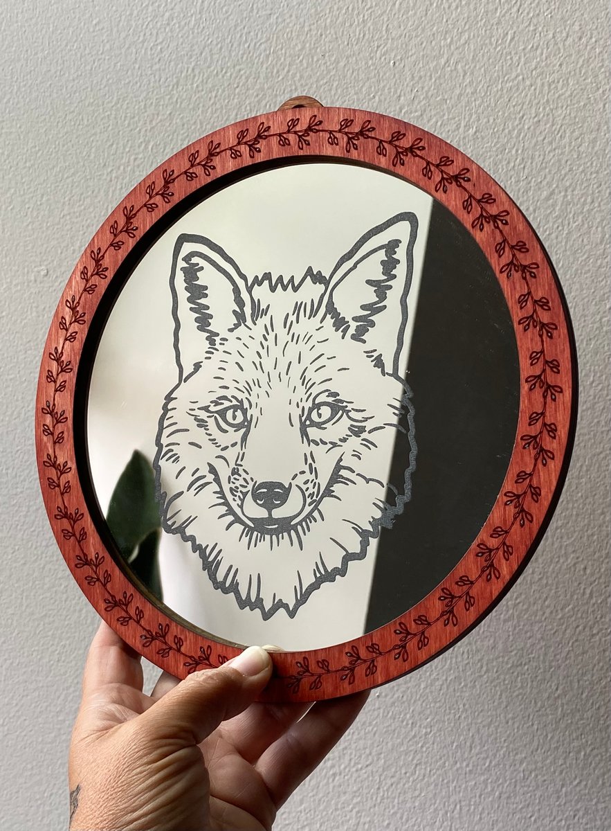 Engraved Mirror - Fox | Peony & Bee