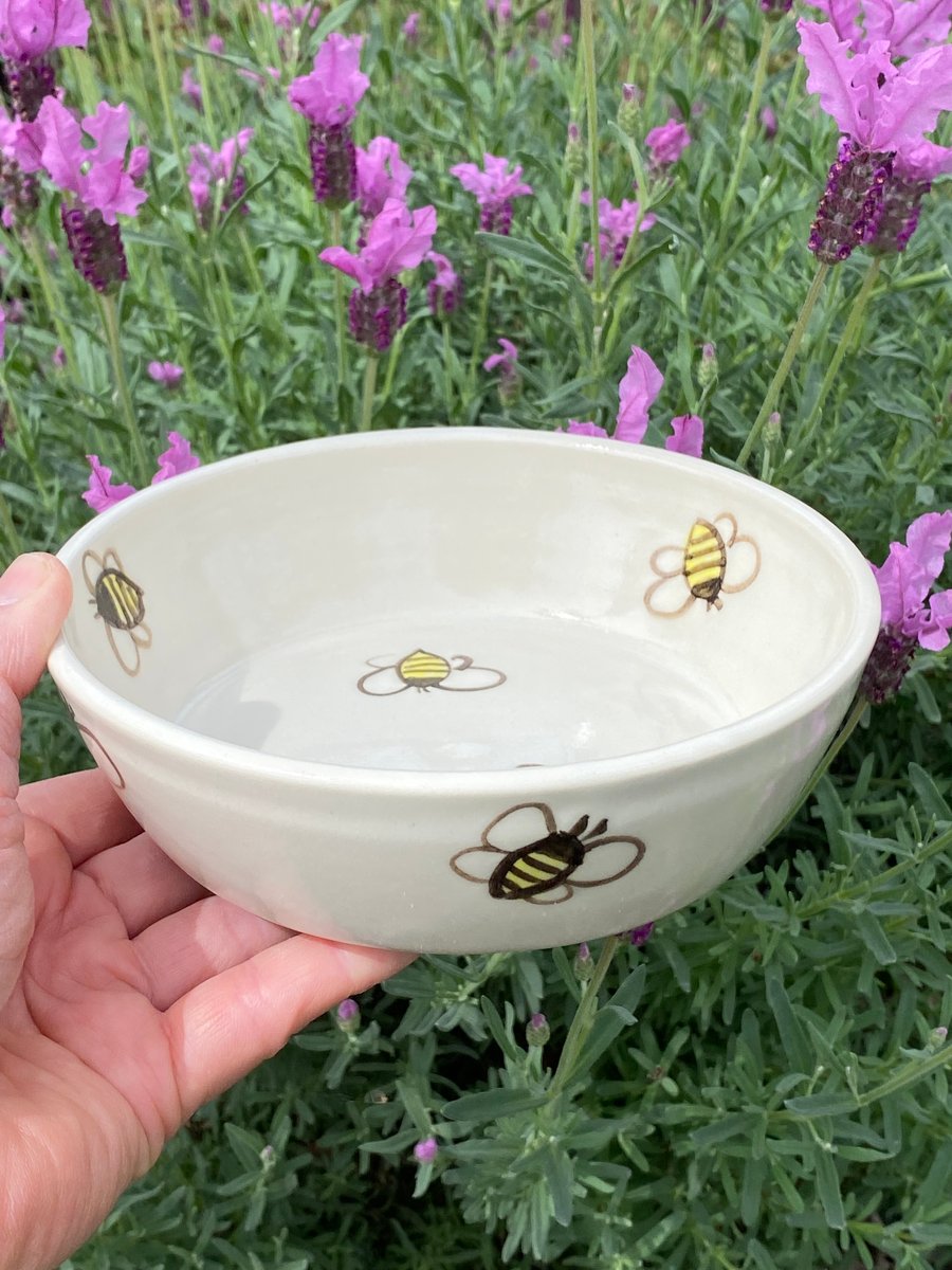 Bee decorated Pasta Bowl | Ebsworth Pots