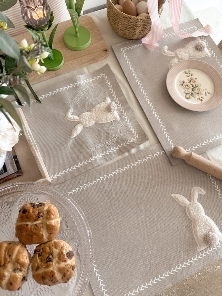 Grey & White Spring Table Runner & Placemats | With Love Abigailx