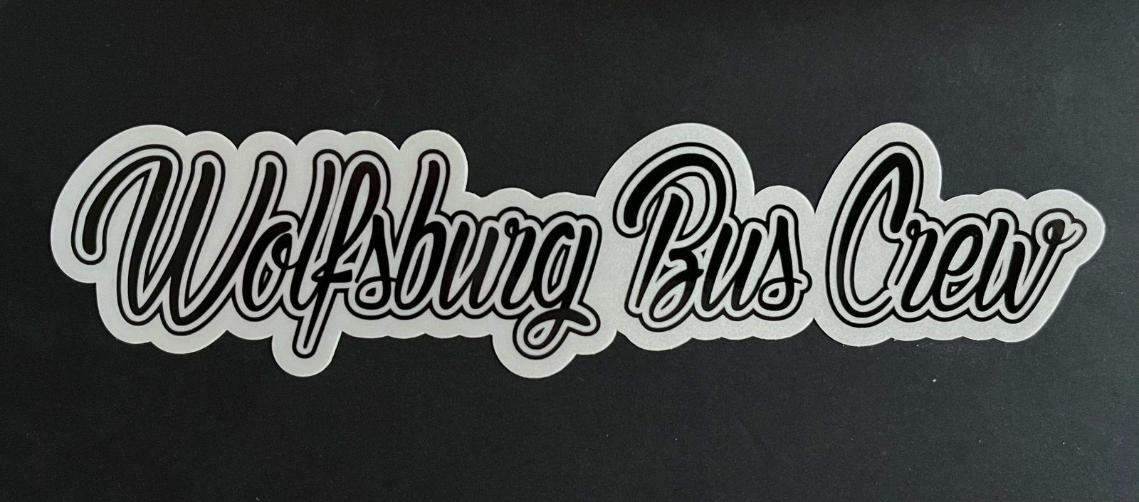 Wolfsburg Bus Crew — Highly Reflective Wolfsburg Bus Crew Script Sticker