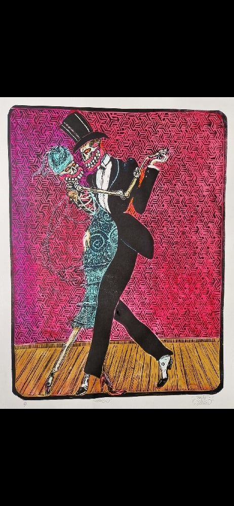 Tango Hand Embellished Linocut (Large scale) | sweet toof