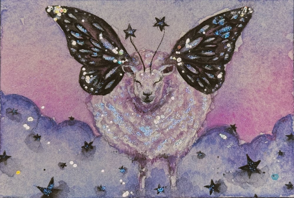 ‘Baaa-tterfly’ Embellished Art Print | Autumn Lynn Art