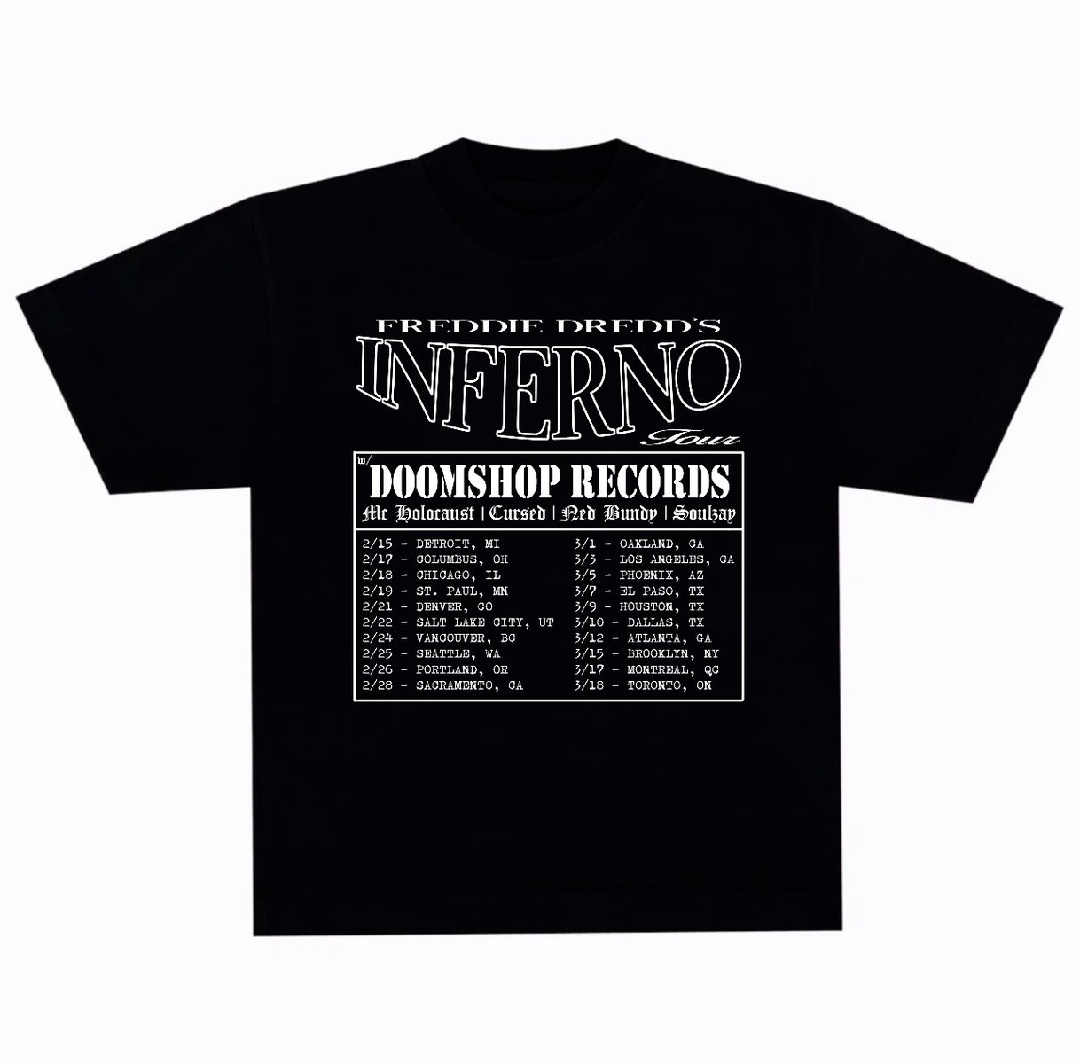 2023 INFERNO TOUR SHIRT | DOOMSHOP RECORDS