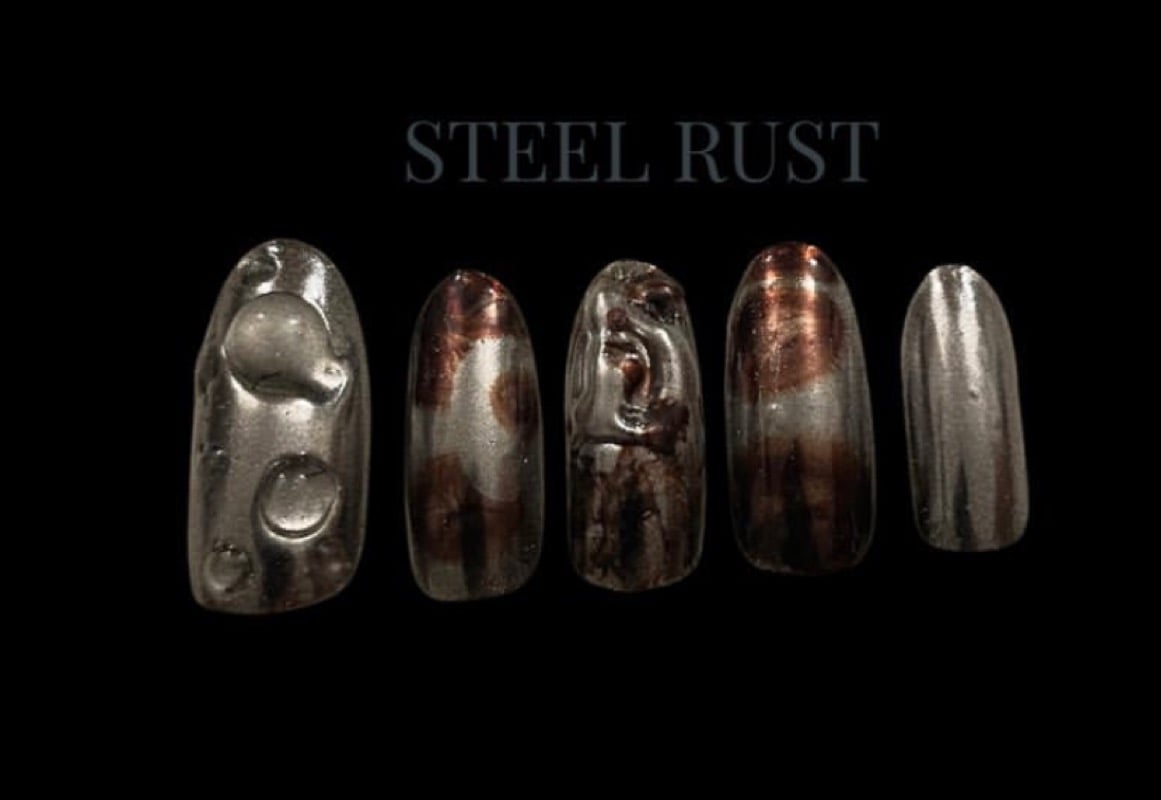 STEEL RUST PRESS-ON NAIL WEAR SET - MADE TO ORDER | Slower Hands