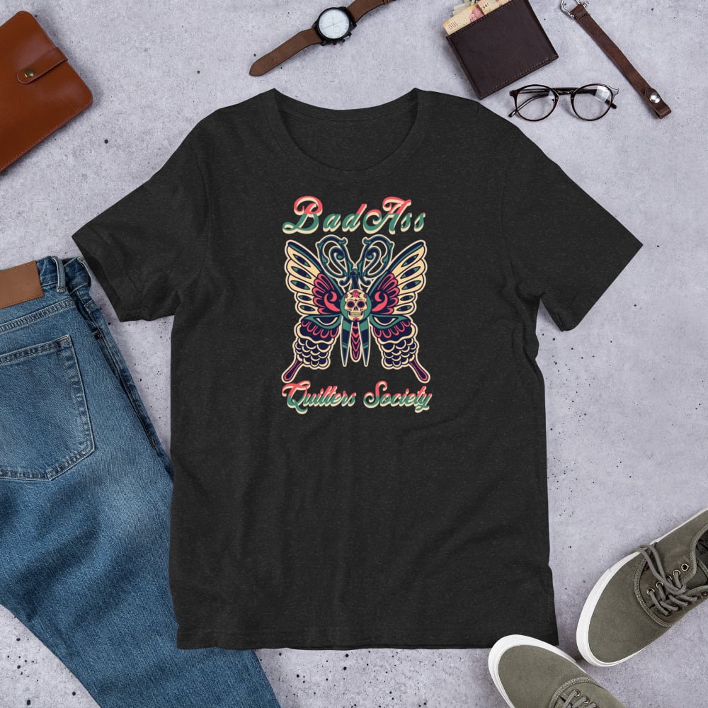 BadAss Butterfly distressed Unisex t-shirt | BadAss Quilters Shop