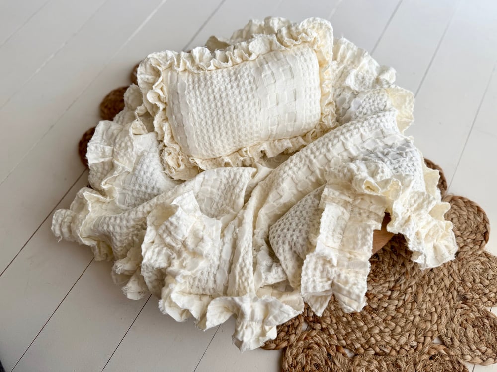 cream ruffle layer set | Sew Darn Cute