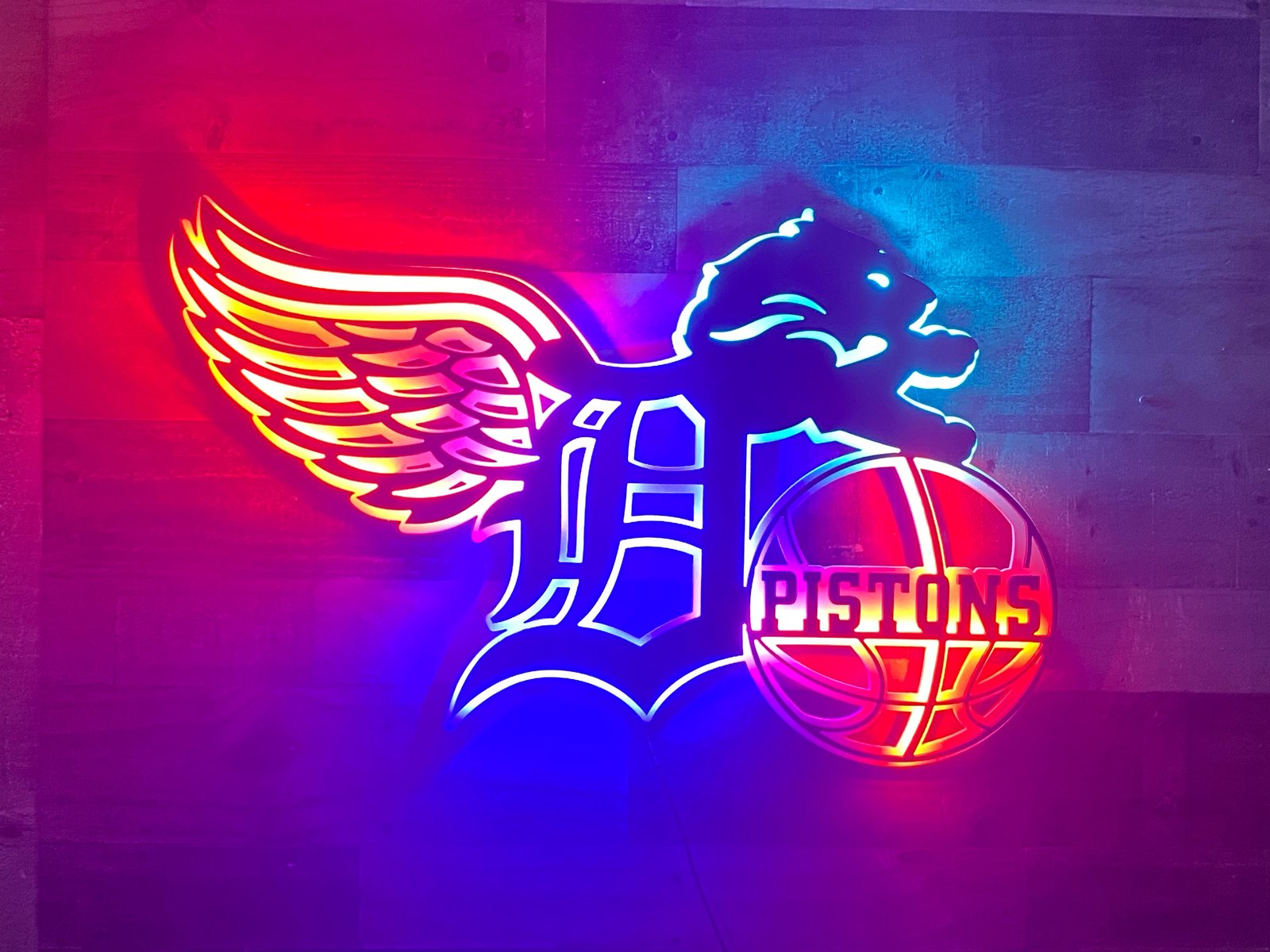 34" Detroit Motor City Backlit LEDs Sign | White Beard Sign Works