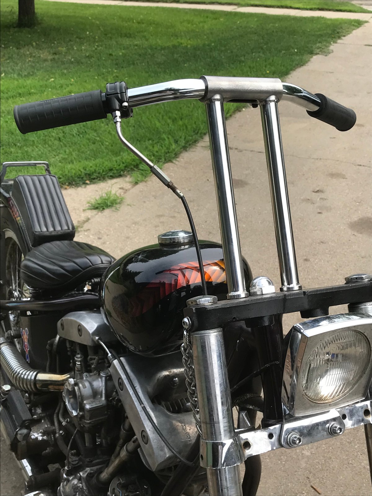 Stainless Extended Cast Riser With Chrome Drag Bar | Vitzyboys Choppers