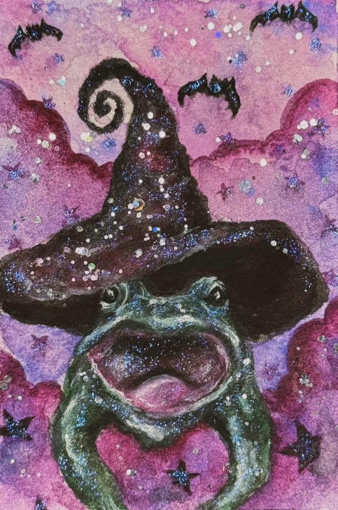 ‘Frog Witch’ Embellished Art Print | Autumn Lynn Art