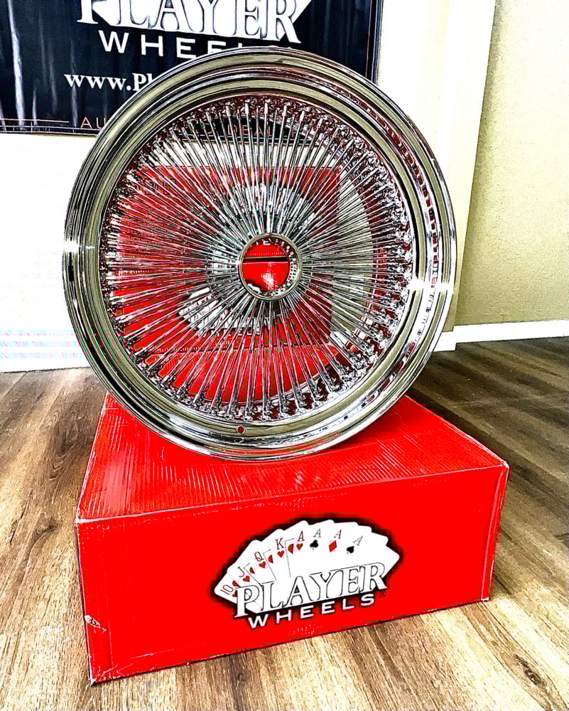 22x8 Chrome 150 spoke STD Player Wire Wheels | Wheel Rack