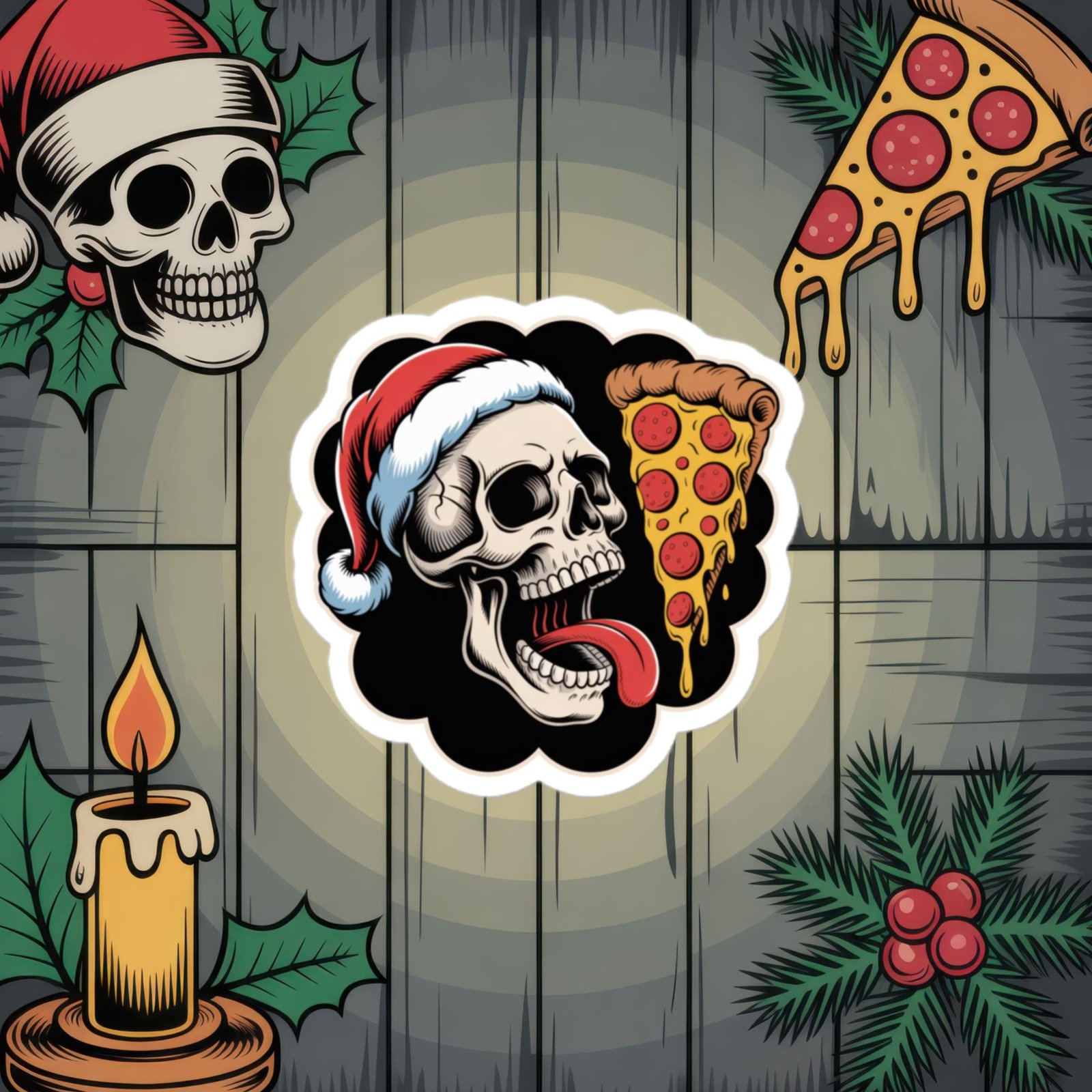 Santa Slice Vinyl Sticker | Skeleton Pizza Supply Co.