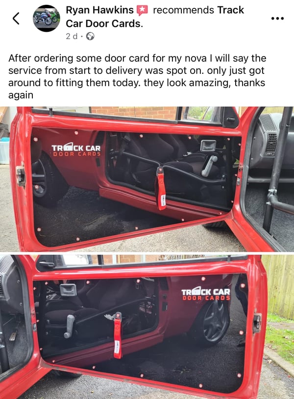 Custom Made Door Cards & Panels - Track Car Door Cards